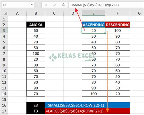 Rumus Excel Mengurutkan Angka Dari Besar Ke Kecil