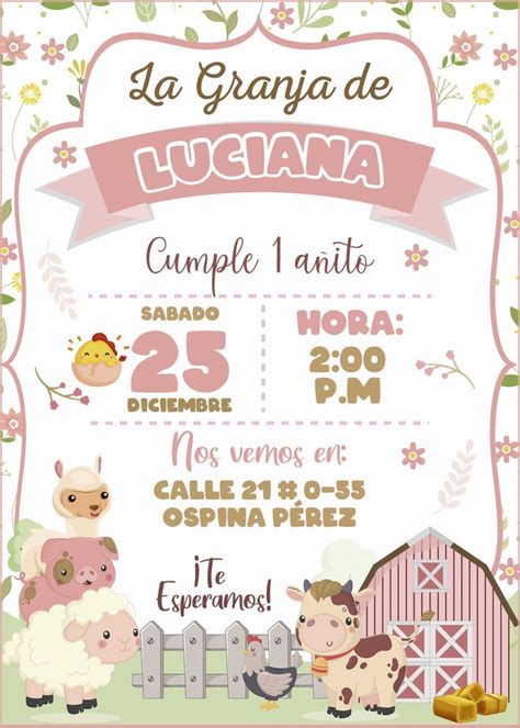 INVITACION GRANJA Hacer invitaciones de cumpleaños Plantillas para