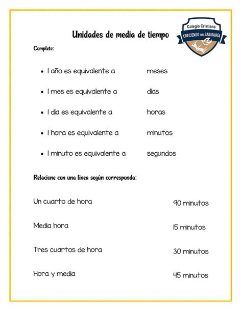 Ficha Online De Unidades De Tiempo Para Cuarto Primaria Puedes Hacer