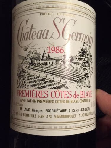 A S Vinmonopolet Château St Germain Premières Côtes de Blaye Vivino 日本