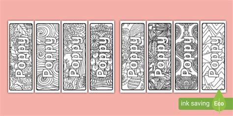 FREE Poppy Mindfulness Name Colouring Bookmarks Twinkl
