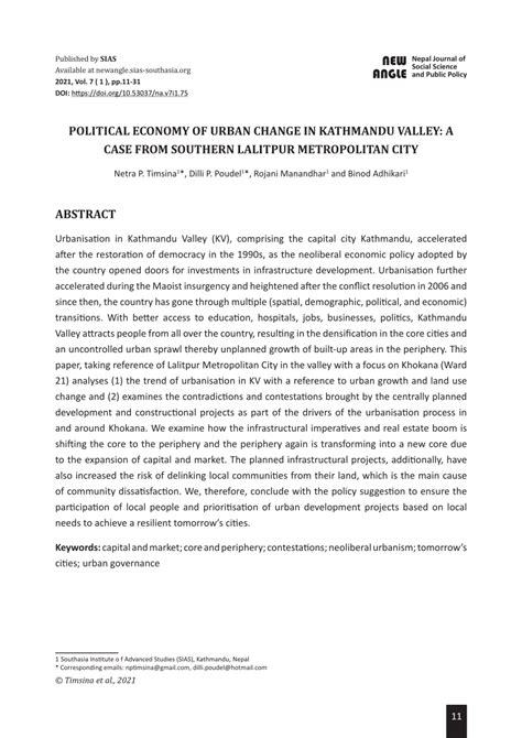 PDF POLITICAL ECONOMY OF URBAN CHANGE IN KATHMANDU VALLEY A CASE