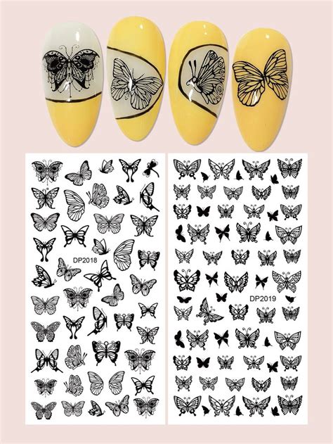 2sheets Butterfly Pattern Nail Art Sticker