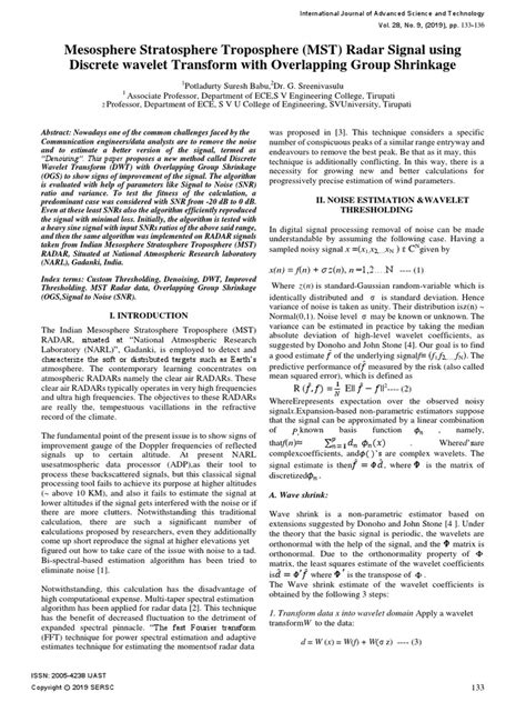mesosphere stratosphere troposphere mst radar signal using dwt with ogs pdf wavelet