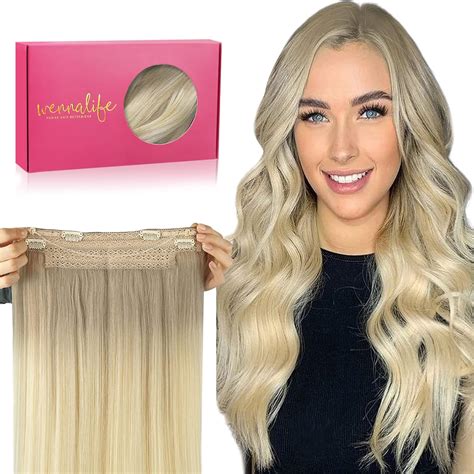 WENNALIFE Wire Hair Extensions For Women 16 Inch 95g Ombre Ash Blonde
