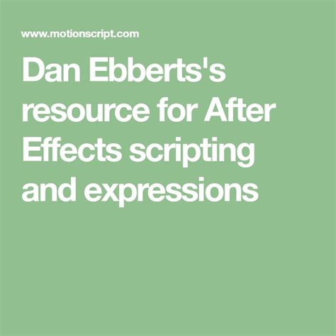 Dan Ebberts S Resource For After Effects Scripting And Expressions