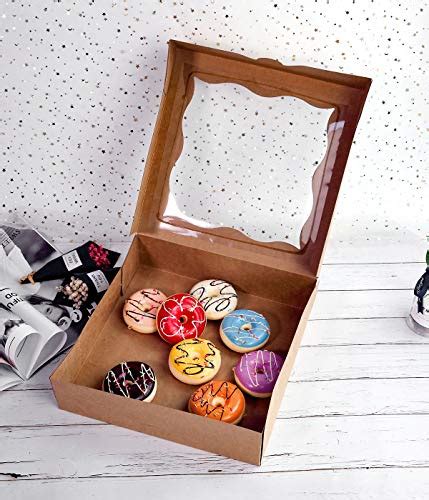 CHERRY 15 Pack 12 X12 X3 Brown Bakery Boxes With PVC Window For Pie And
