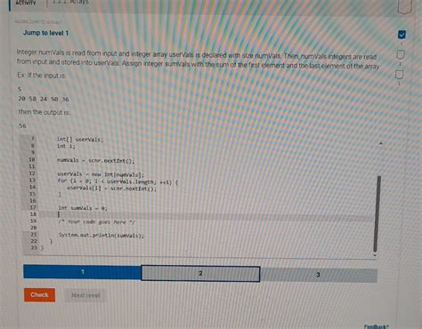 Solved Challenge Activity Jump To Level Integer Numvals Is Chegg