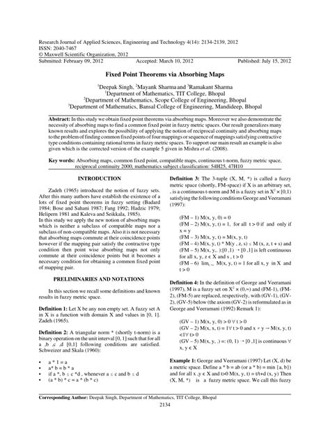 pdf fixed point theorems via absorbing maps