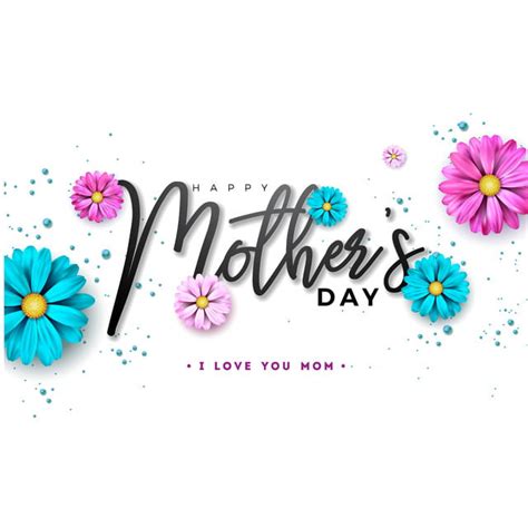 Happy Mothers Day Greeting Card Design With Flower And Typography Letter On White Background