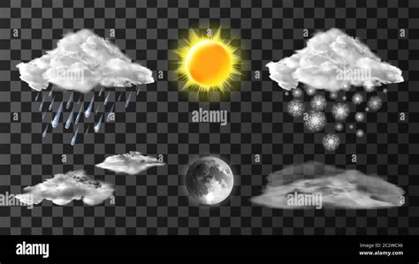 Weather Meteo Icons Realistic Set Vector Illustration Realistic