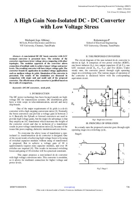 pdf ijert a high gain non isolated dc dc converter with low voltage stress ijert journal