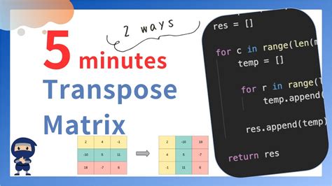 transpose matrix leetcode 867 recursion and stack python javascript java and c youtube