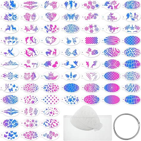 Fulmoon Pieces Face Paint Stencils Reusable Body Painting Stencils
