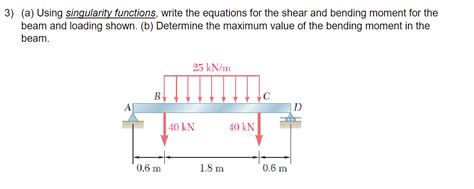 solved 3 a using singularity functions write the