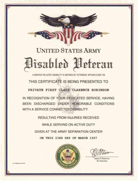 Disabled Veteran Certificate And Plastic ID Card