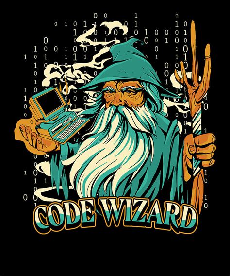 programmer wizard software coder programming coding digital art by crazy squirrel fine art