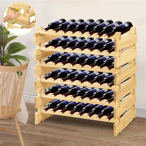 Casier à vin en bois empilable LARS360 6 niveaux pour 48 bouteilles