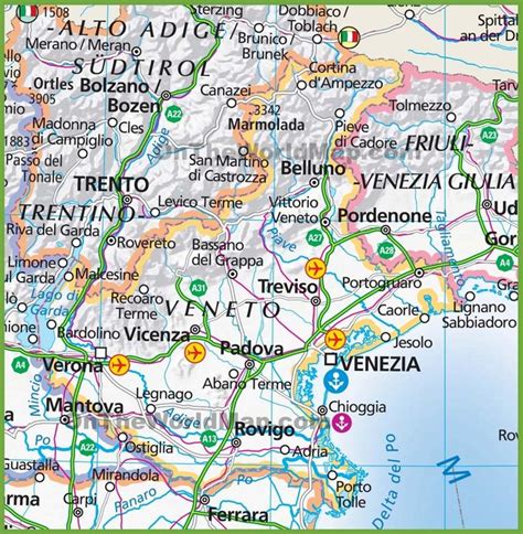 Large Map Of Veneto Map Large Maps Veneto