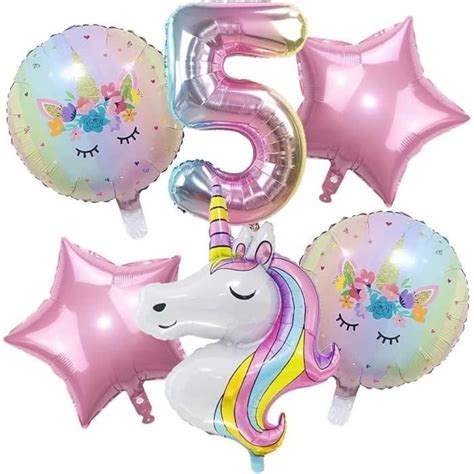 Licorne Ballons Anniversaire 5 Ans 6 Pièces Ballons De Fête Licorne