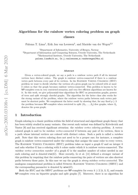 algorithms for the rainbow vertex coloring problem on graph classes deepai