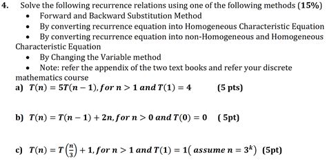 solved solve the following recurrence relations using one of