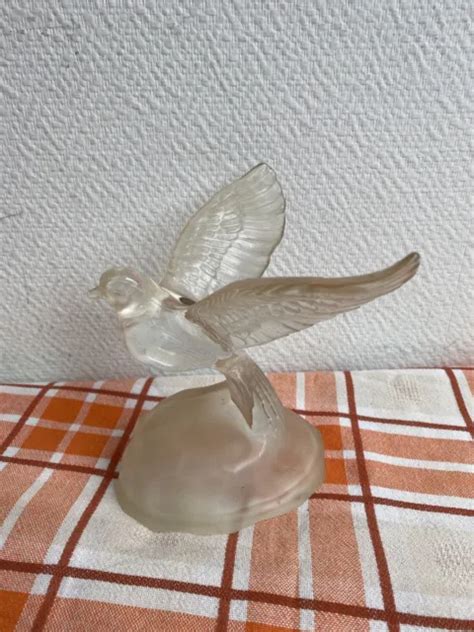 Ancien Figurine Statuette Oiseau En Cristal Darques France Deco Eur
