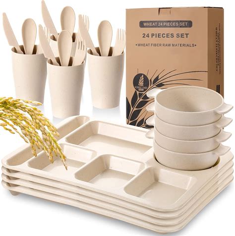 Amazon Bokon 24 Pcs Divided Plate For Adult Wheat Straw Lunch