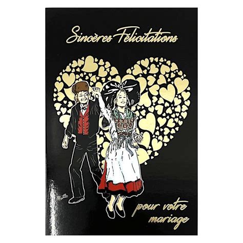 Goldene Grußkarte Herzliche Glückwünsche zur Hochzeit Elsässisches Paar