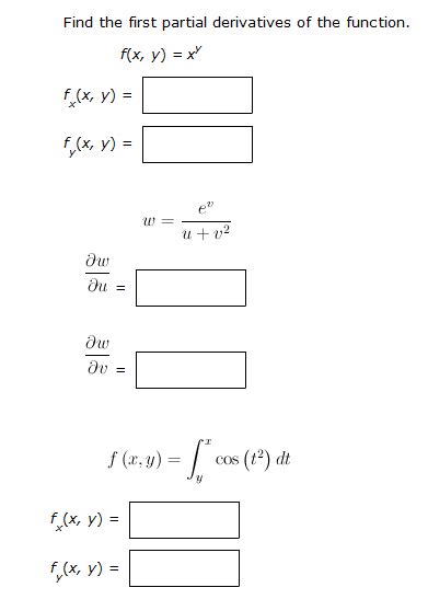 solved find the first partial derivatives of the function