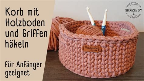 Korb häkeln mit Holzboden Bonus unsichtbarer Übergang YouTube