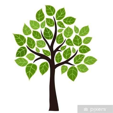 Vinilo Pixerstick Vector árbol estilizado con hojas verdes Elemento de
