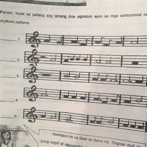 Panuto Isulat Sa Patlang Ang Tamang Time Signature Ayon Sa Mga