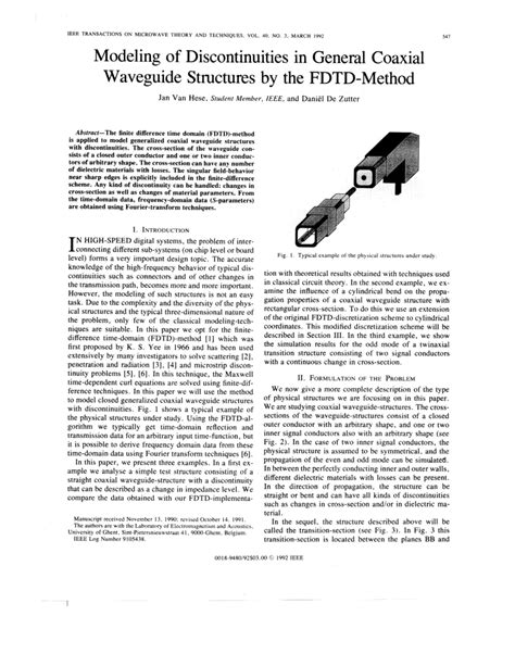 pdf model of discontinuities in general coaxial waveguide structures by fdtd method