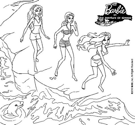 Dibujo De Barbie Y Sus Amigas En La Playa Para Colorear Dibujos Net