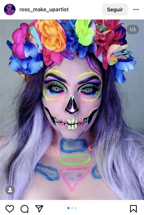3 maquillajes de catrina color neón para que luzcas muy original el Día