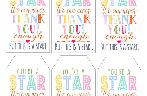 You Re A Star Volunteer Gift Tags We Thank You Gift Tag Etsy