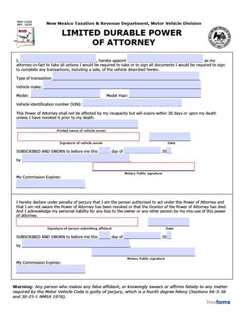 Free New Mexico Power Of Attorney Forms PDF WORD