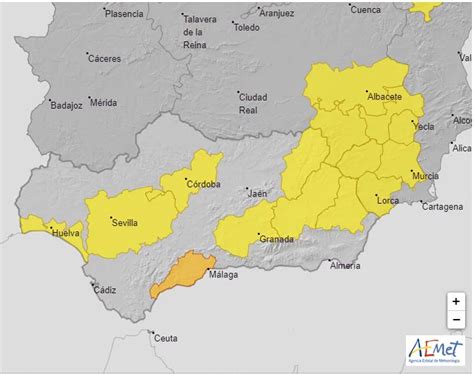 El tiempo fin de semana en Málaga Andalucía Aviso naranja por altas