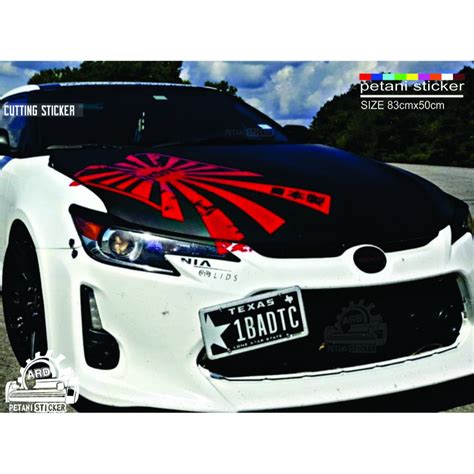 Jual STIKER KAP DEPAN MOBIL JDM UNIVERSAL MOBIL TERMURAH JDM JAPAN FLAG