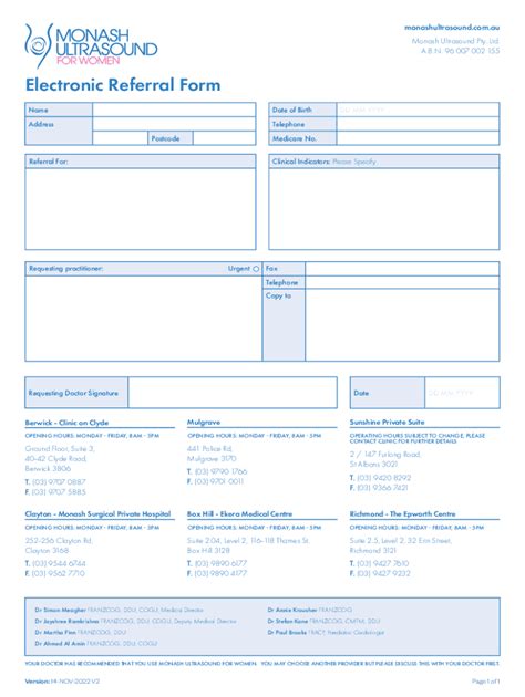Fillable Online Monash Ultrasound Referral Form Pdf Fax Email Print