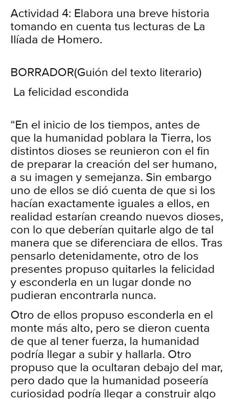 Actividad 4 Elabora Una Breve Historia Tomando En Cuenta Tus Lecturas