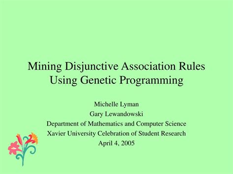ppt mining disjunctive association rules using genetic programming powerpoint presentation