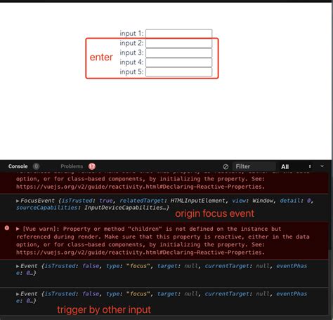 an input trigger keydown event with will trigger other input focus event · issue 12060 · vuejs