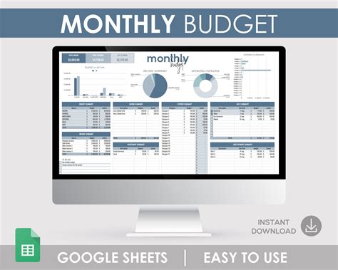 Monthly Budget Spreadsheet Google Sheet Template Personal Finance