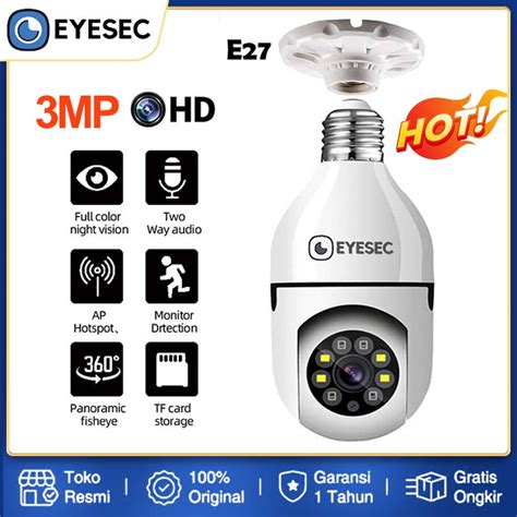 Jual EYESEC CCTV Lampu V380 Pro 3MP Kamera CCTV Wifi Bohlam 360 PTZ