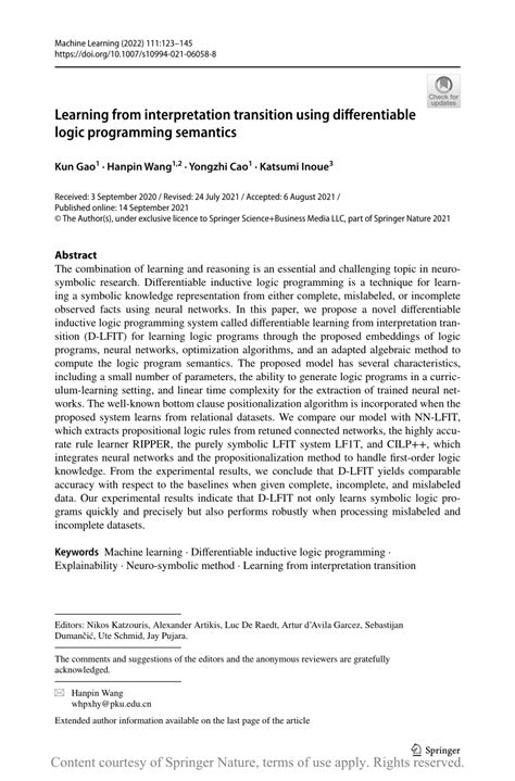 learning from interpretation transition using differentiable logic programming semantics