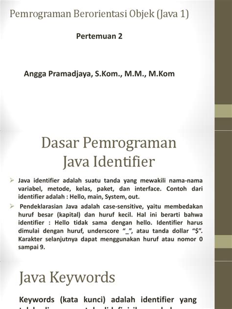 pertemuan 2 pemrograman berorientasi objek java1 pdf
