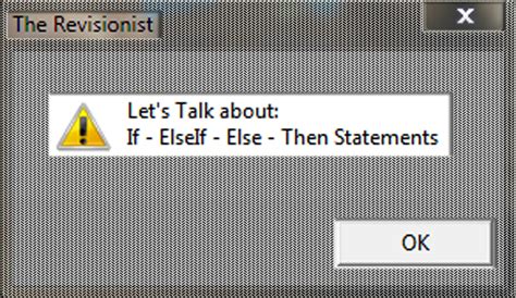 3 vbscript if elseif else then statements the revisionist
