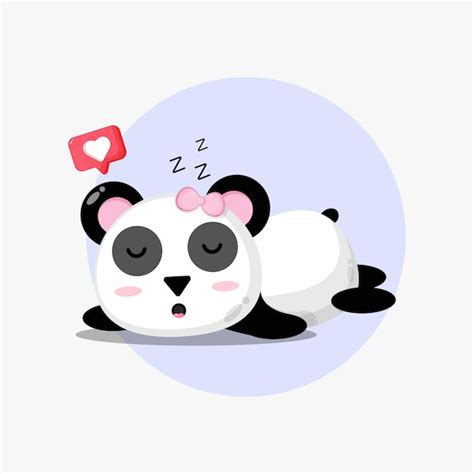 Ilustración de panda lindo durmiendo pacíficamente Vector Premium